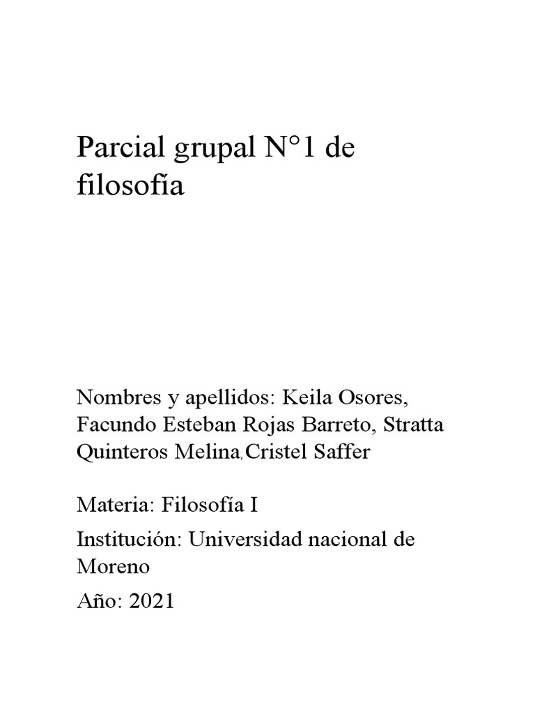 Parcial Grupal N°1 de Filosofía | PDF | Conocimiento | Verdad
