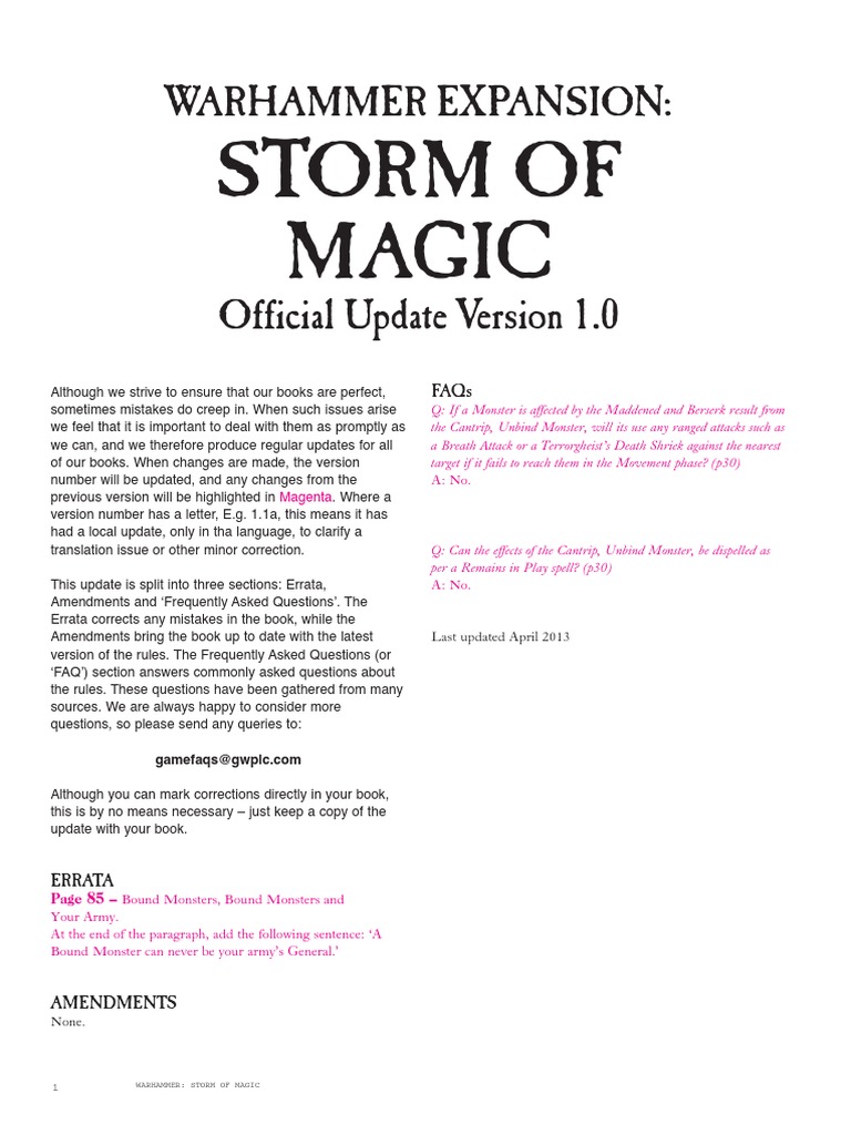 Storm of Magic Update 1.0 | PDF