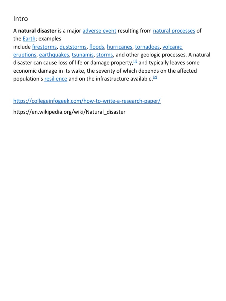 Reasearch Paper 1 - Natural Disasters | PDF | Science & Mathematics