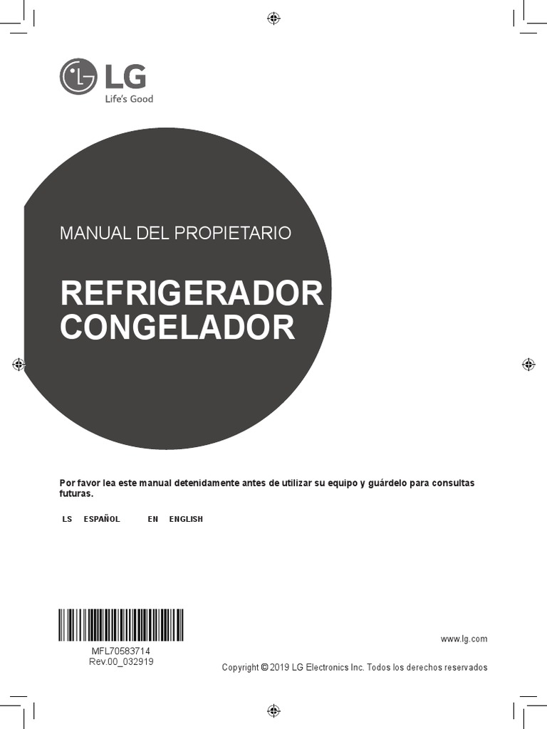 Manual Nevera LG | PDF | Enchufes y tomas de corriente alterna | Agua