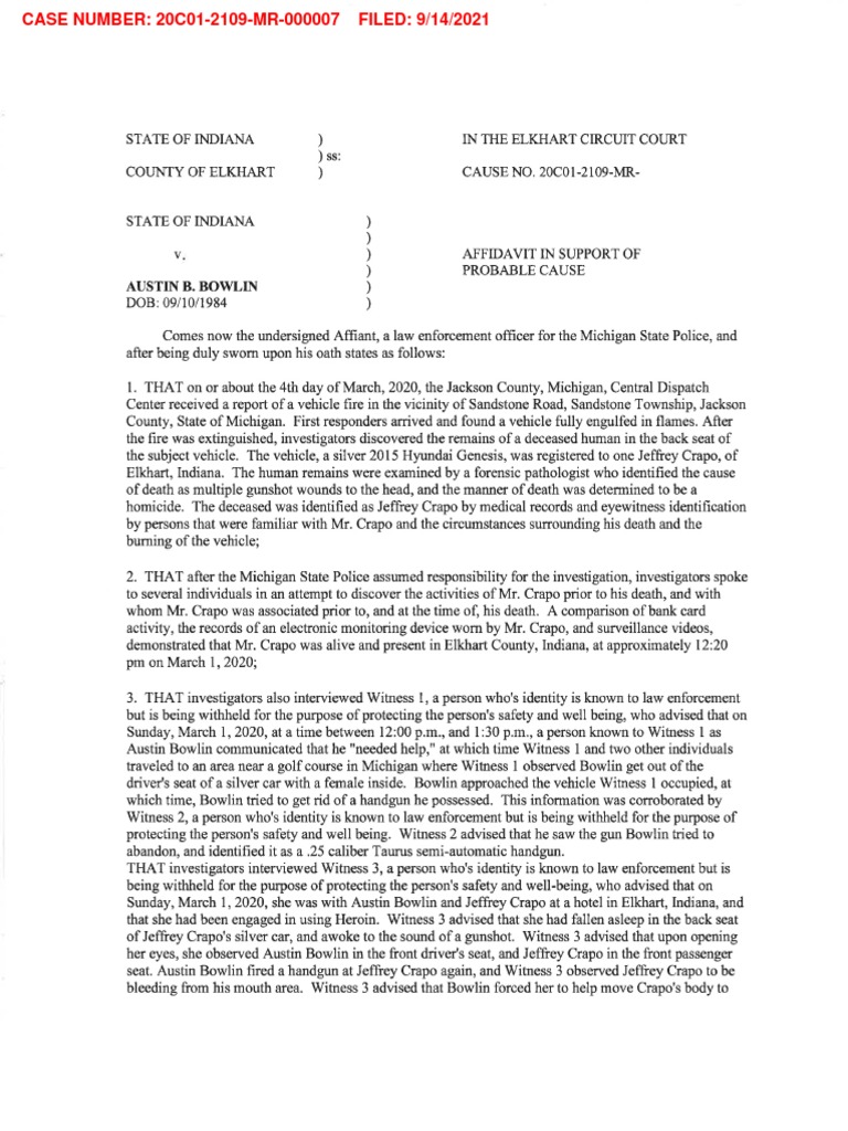 PC Affidavit Bowlin | PDF | Witness | Affidavit
