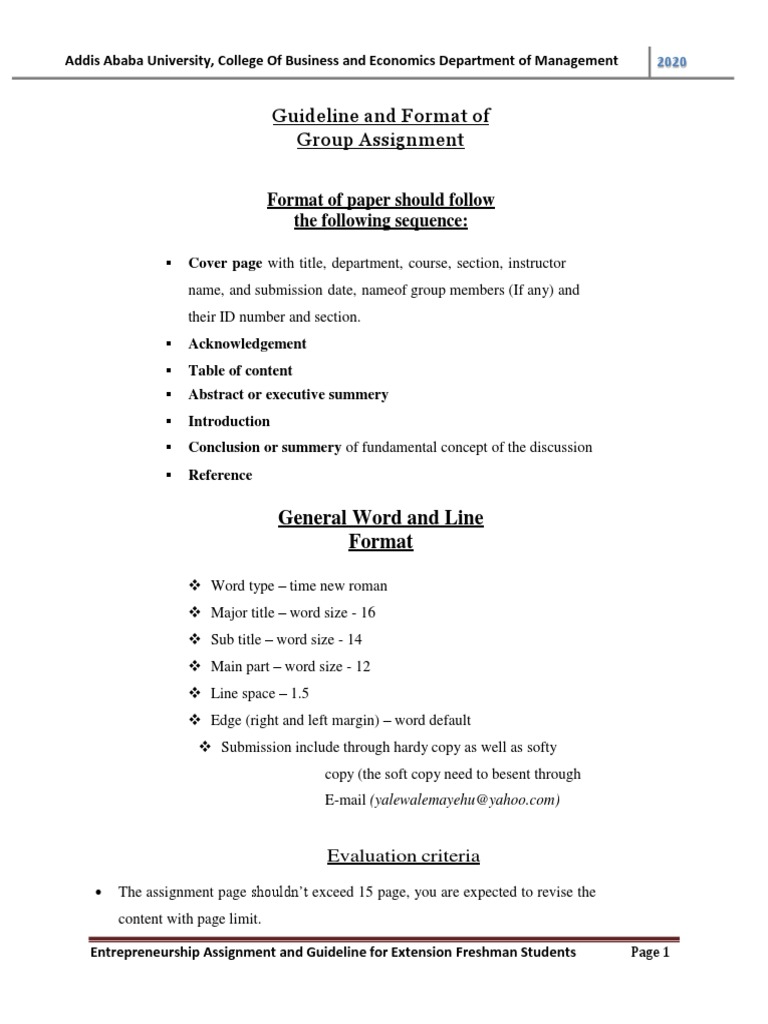 OT Guideline and Format of Group Assignment | Download Free PDF ...