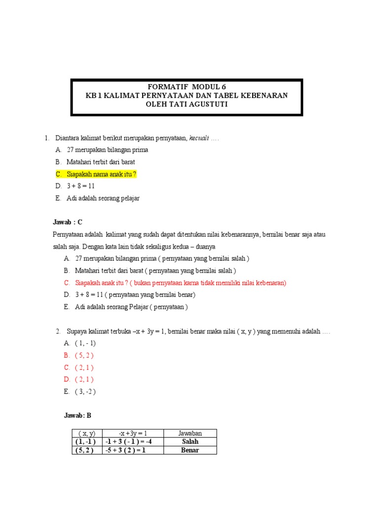 Formatif Modul 6 KB 1 | PDF