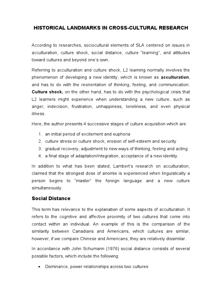 Historical Landmarks in Cross-Cultural Research | Download Free PDF ...