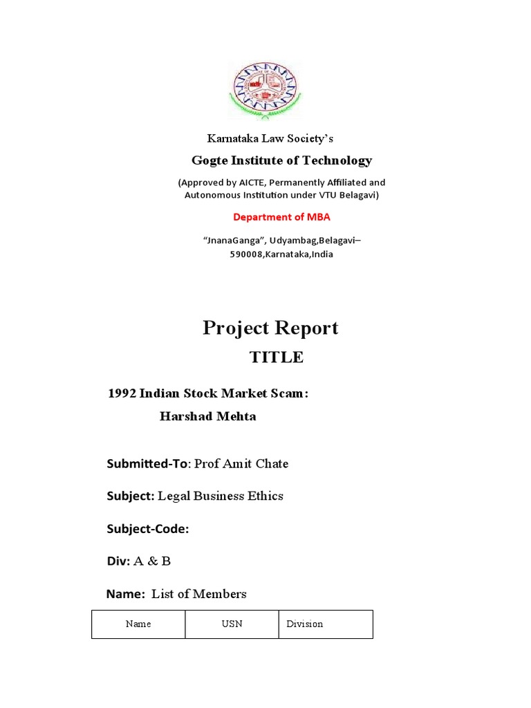 Harshad Mehta: 1992 Stock Scam Overview | PDF | Investments ...