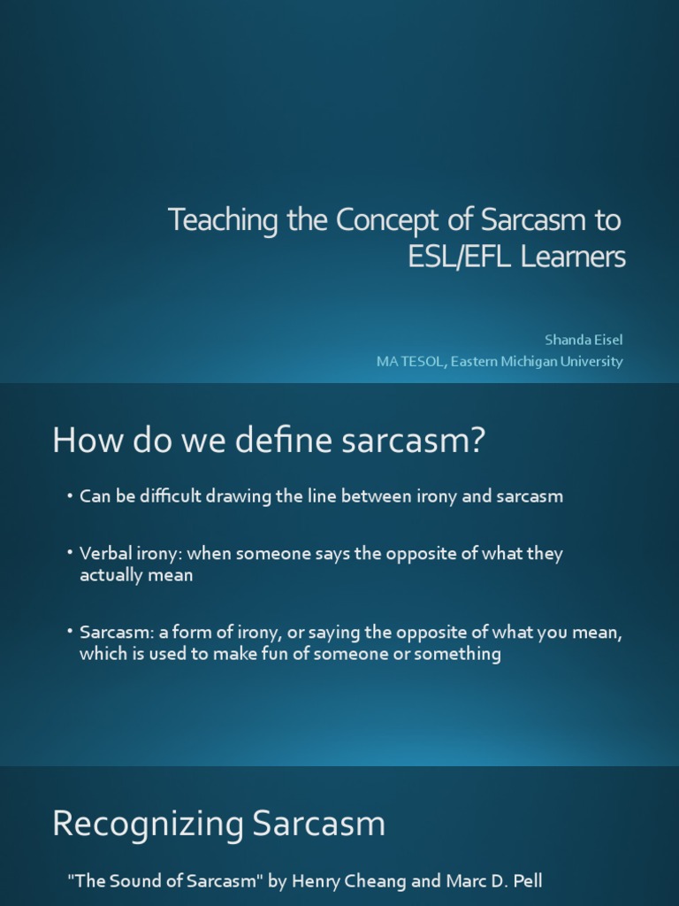 Teaching Sarcasm to ESL Learners | PDF | English As A Second Or Foreign ...