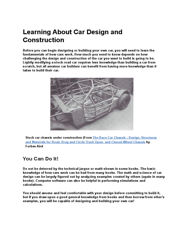 Learning About Car Design and Construction | PDF | Lift (Force ...