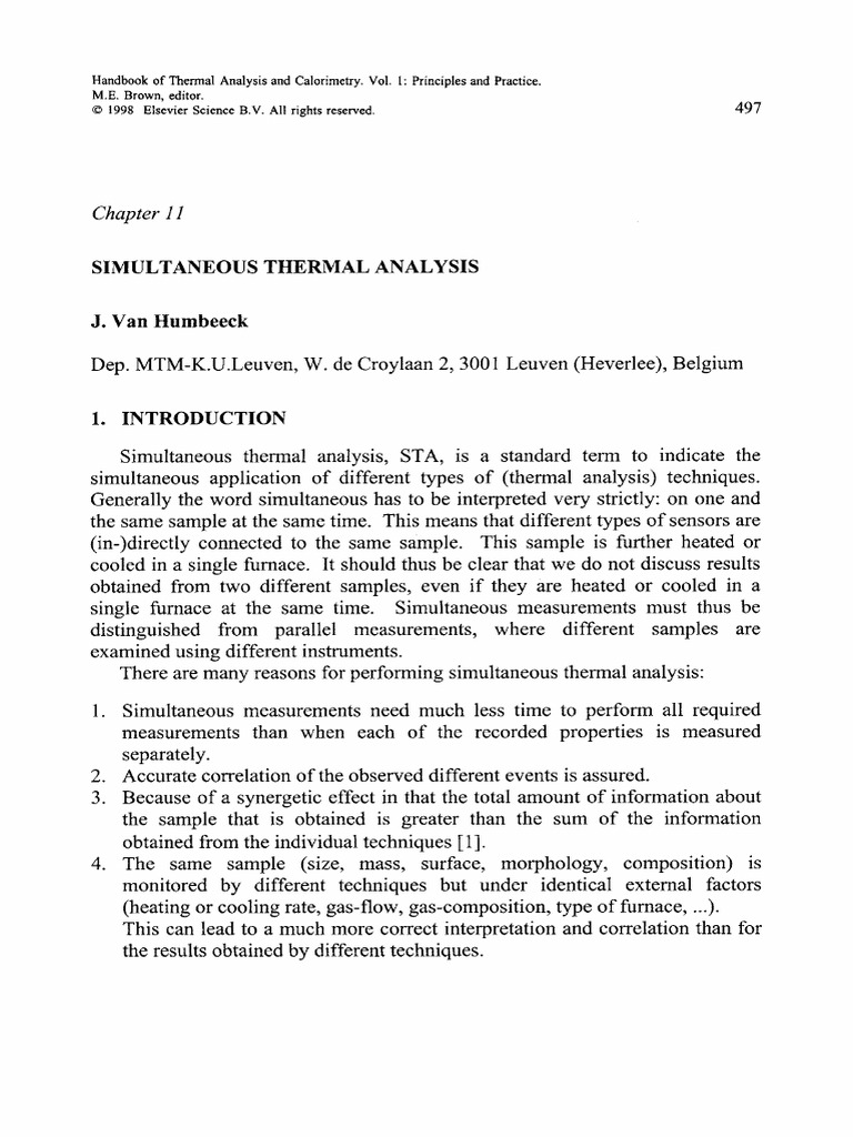 Simultaneous Thermal Analysis | PDF | Differential Scanning Calorimetry | Thermal Analysis