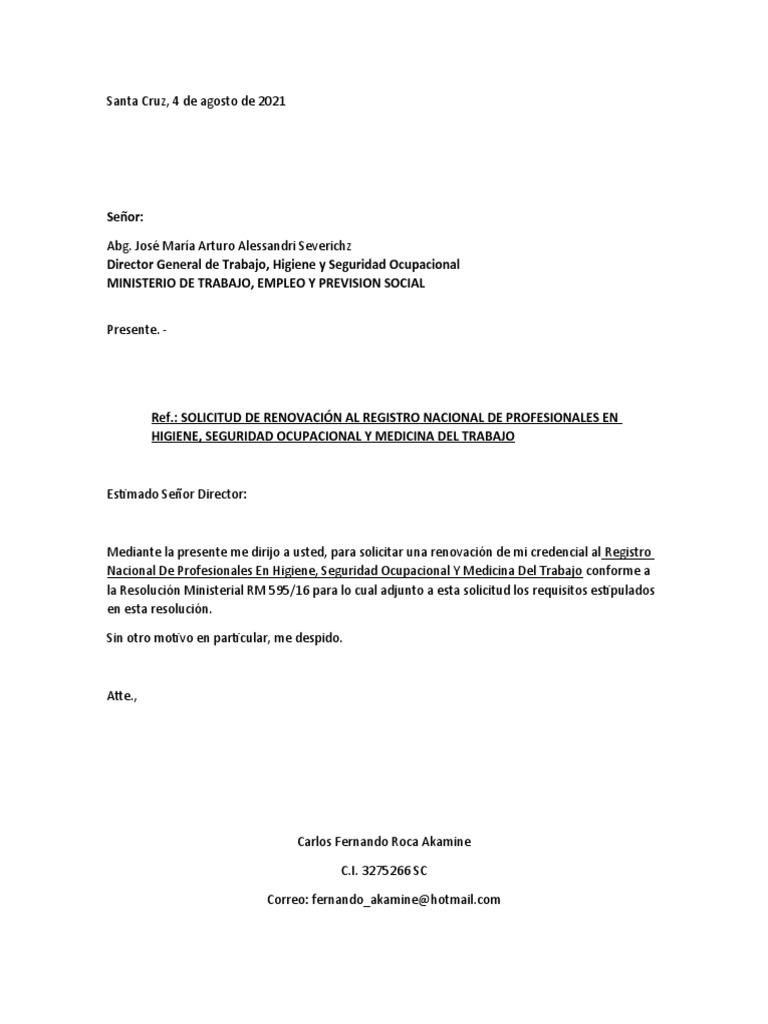 Carta de Solicitud para Credencial SySO | PDF