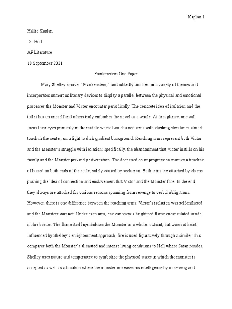 Ap Lit One Pager Description | PDF | Frankenstein