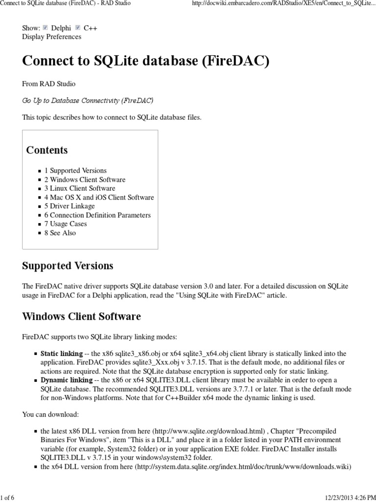 Connect To Sqlite Database Firedac Rad Studio PDF Free | PDF | Library (Computing) | Computer ...