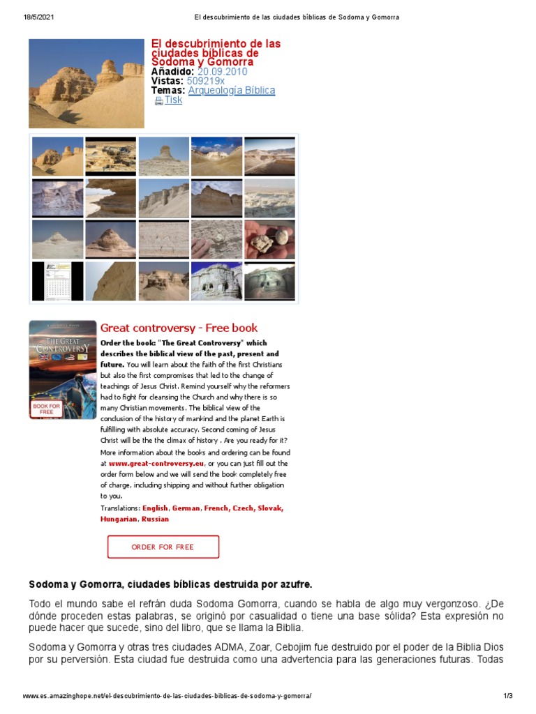 El Descubrimiento de Las Ciudades Bíblicas de Sodoma y Gomorra | PDF ...