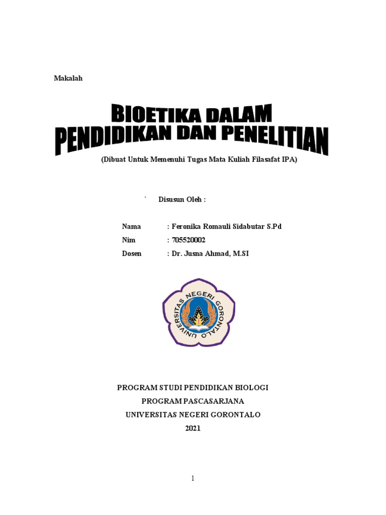 Feronika Romauli - Bioetika Dalam Penelitian Dan Pendidikan - Lengkap ...