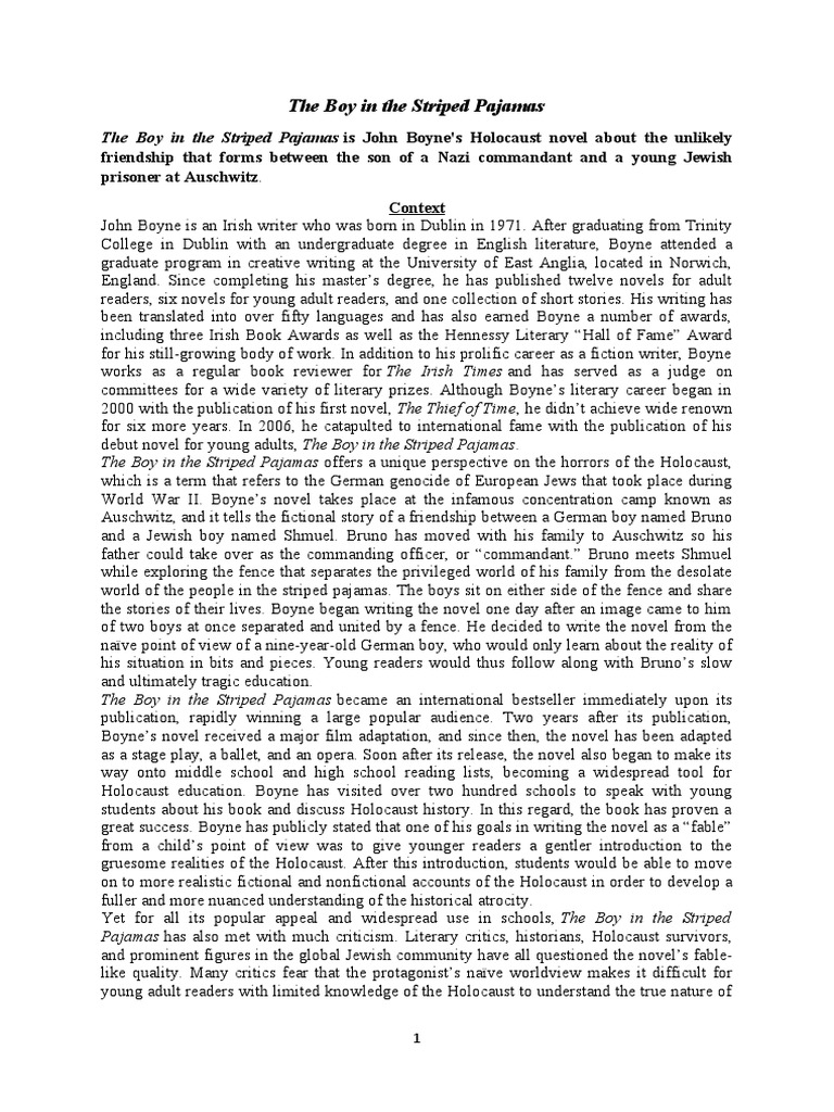 Boy in Striped Pajamas Holocaust Friendship | PDF