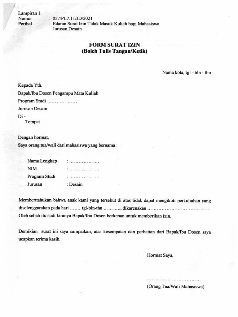 Form Surat Ijin | PDF