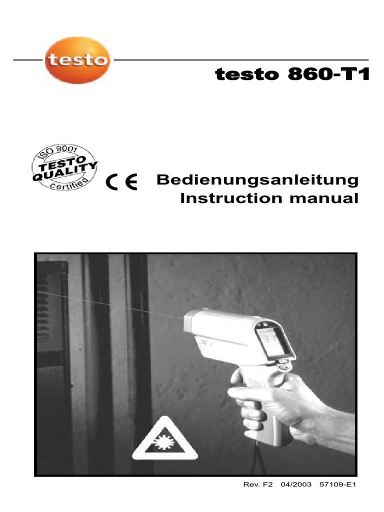 Instruction Manual for Testo 860-T Infrared Thermometer: Operating ...