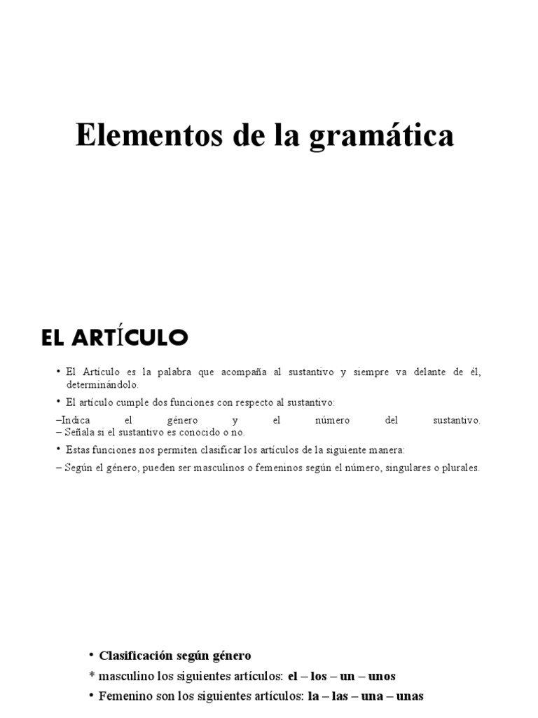 Elementos de La Gramática 4°-2021 | PDF | Sustantivo | Numero Gramatical
