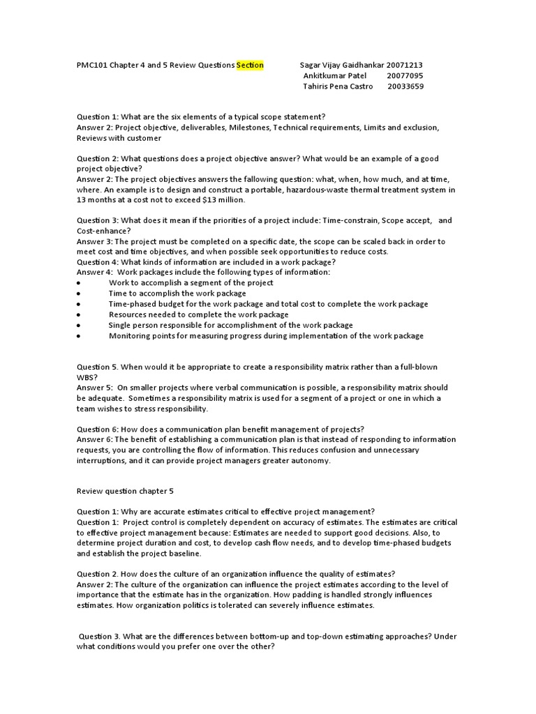 PMC 101 Chapters 4 and 5 Question Review Section | PDF | Top Down And ...