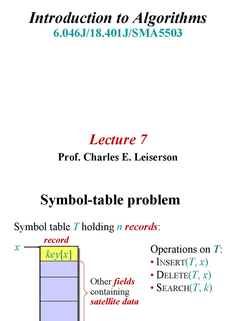 Introduction To Algorithms: 6.046J/18.401J/SMA5503 | PDF | Algorithms And Data Structures ...