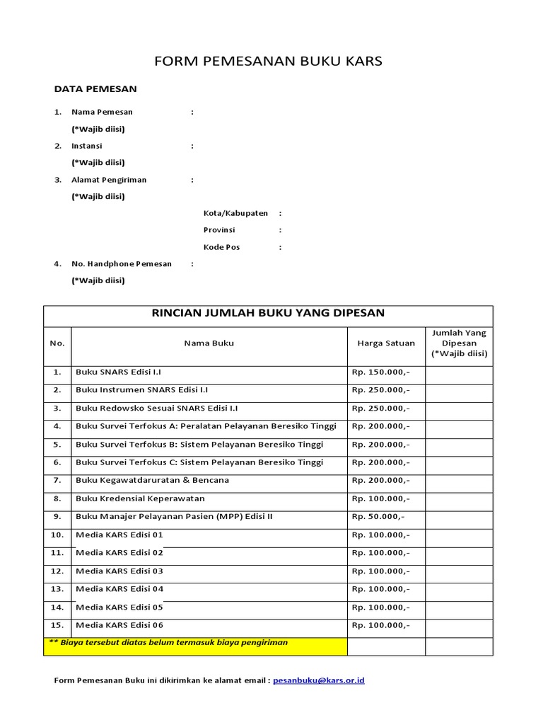 Form Pemesanan Buku | PDF