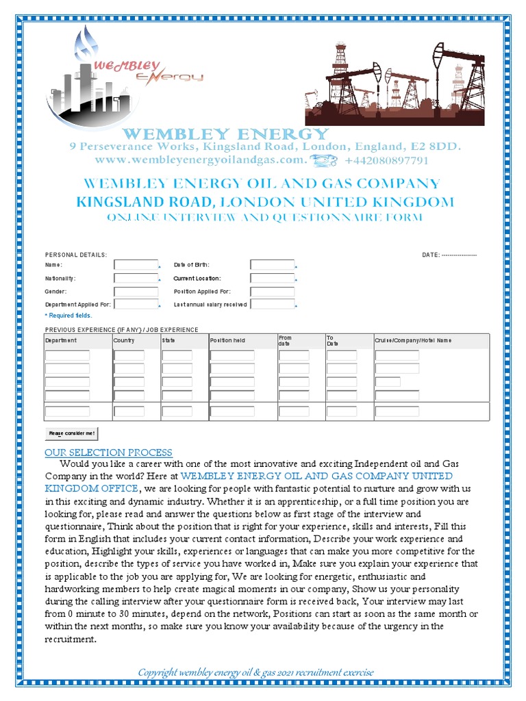 Online Interview and Questionnaire Form | PDF