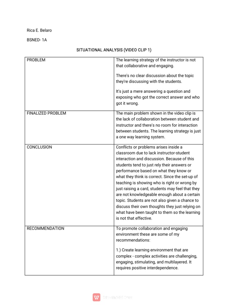 Situational Analysis | PDF