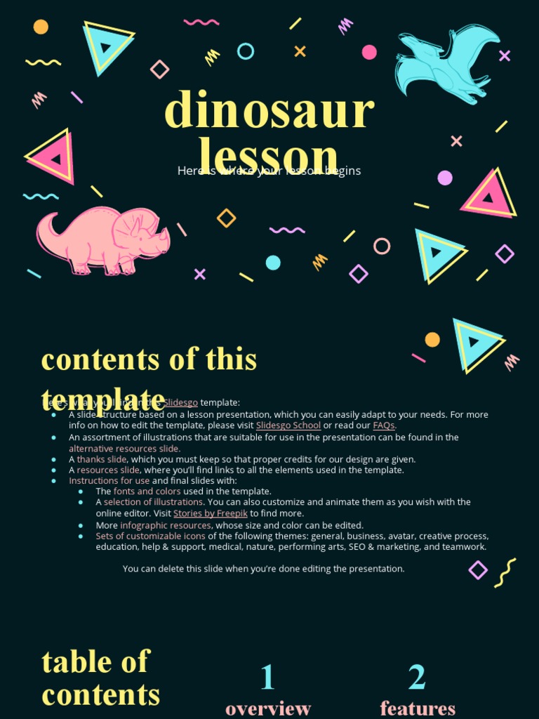 Dinosaur Lesson Presentation Template | PDF | Planets | Saturn