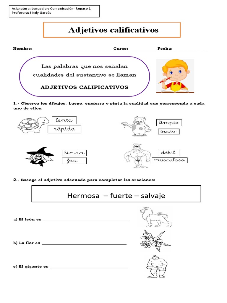 Guia Adjetivos 1 Repaso | PDF