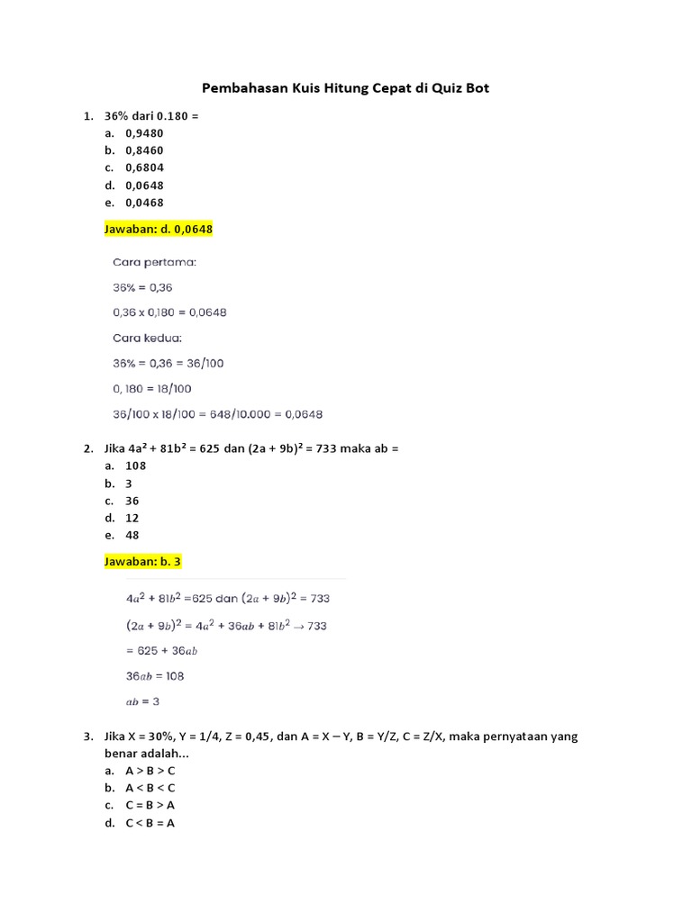 Perhitungan Cepat | PDF