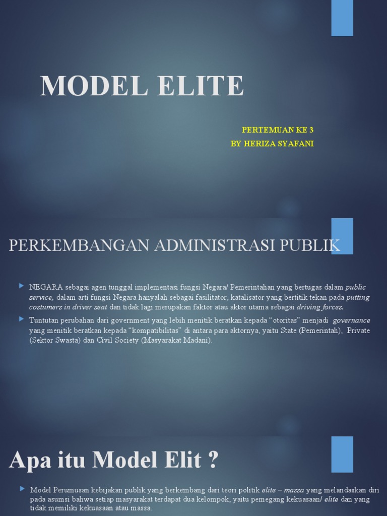 Pengertian dan Karakteristik Model Elit | PDF | Politik | Ilmu Sosial