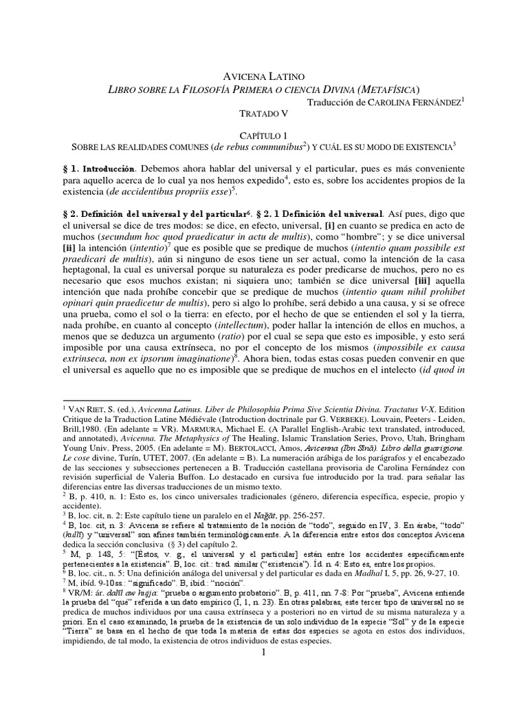 Análisis de los conceptos de universal y particular según Avicena | PDF ...