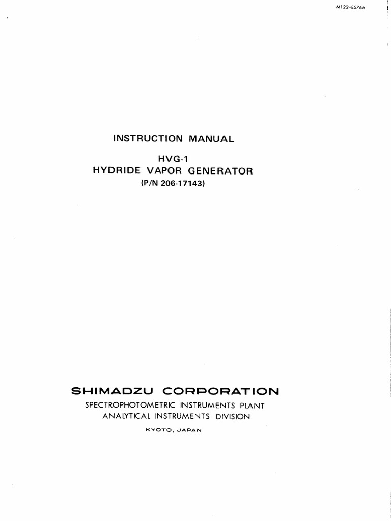 Instruction Manual HVG-1 Hydride Vapor Generator | PDF