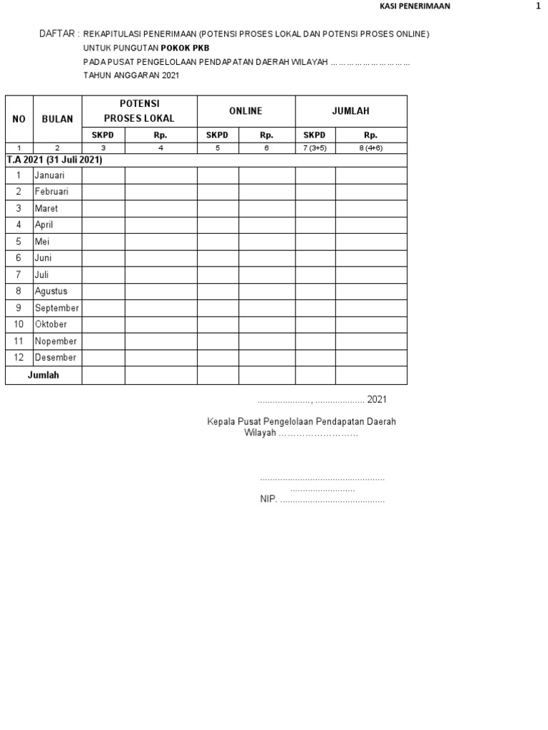 Blanko Isian Pendapatan | PDF