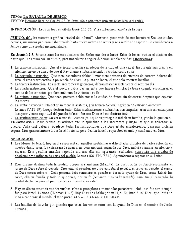 La Batalla de Jerico | Descargar gratis PDF | Pecado | Joshua