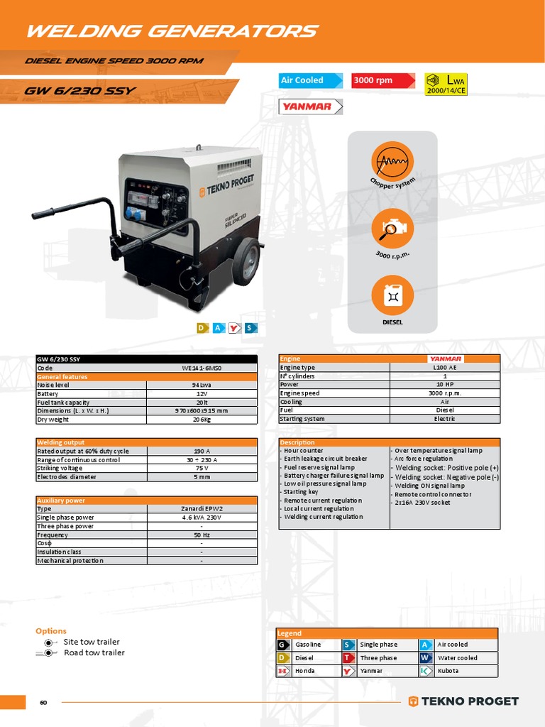 Welding Generators: GW 6/230 SSY | PDF | Engines | Construction