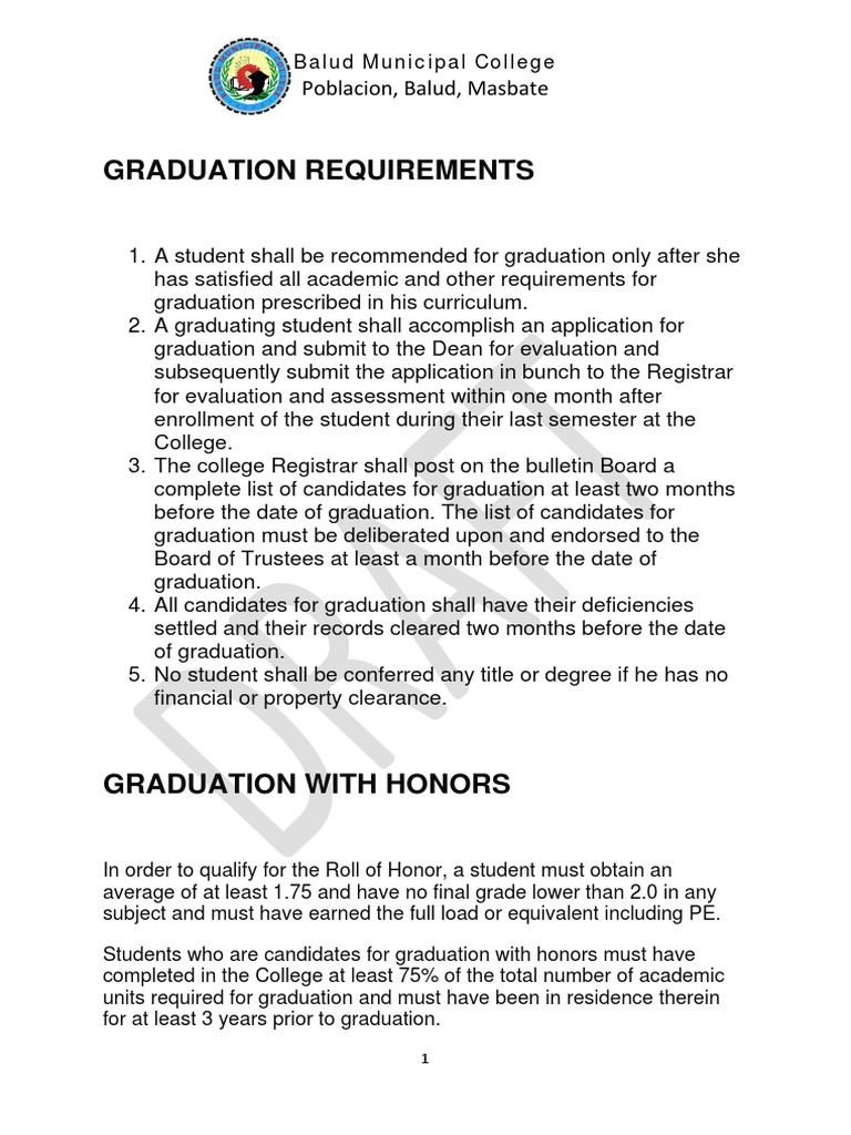 Graduation & Honor Requirements | PDF | Vocational Education ...