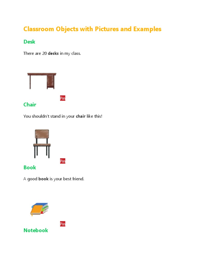 Classroom Objects Illustrated Guide | PDF | Equipment | Tools
