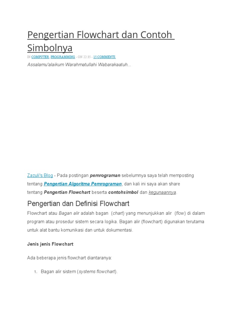 Pengertian Flowchart Dan Contoh Simbolnya | PDF