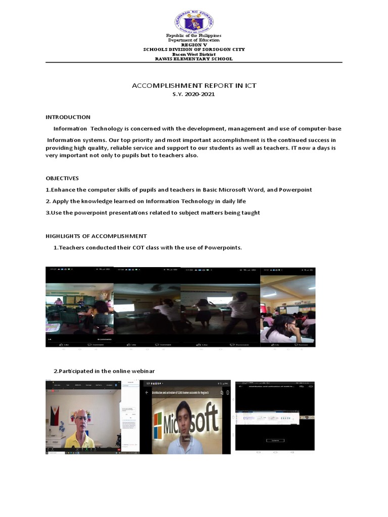 Accomplishment Report in Ict | PDF