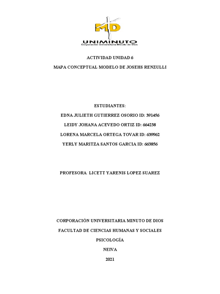 Mapa Conceptual Modelo Josehs Renzulli | PDF | Dotamiento intelectual ...