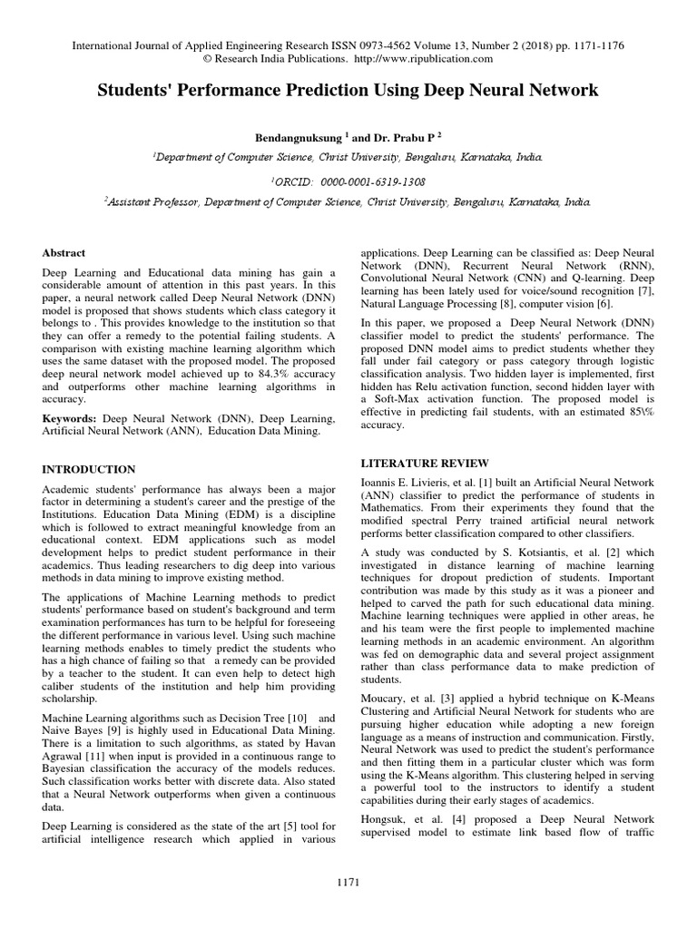 Students' Performance Prediction Using Deep Neural Network ...