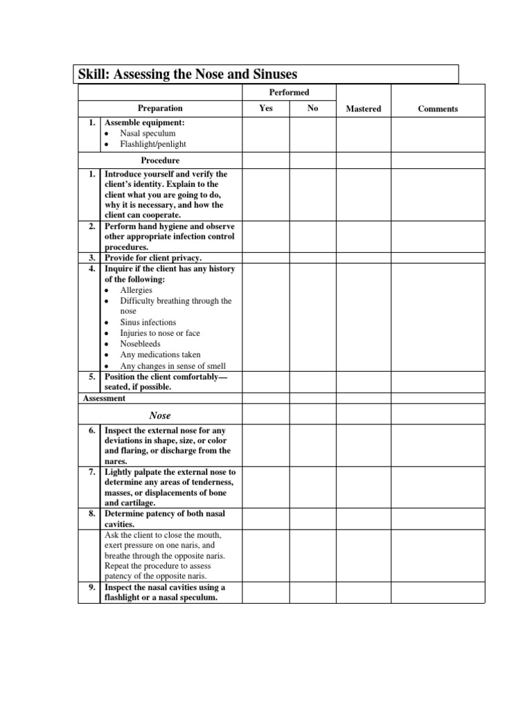 Skill: Assessing The Nose and Sinuses | PDF | Human Nose ...