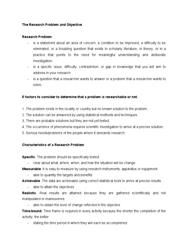 Research Problems and Objectives Explained | PDF | Statistics ...