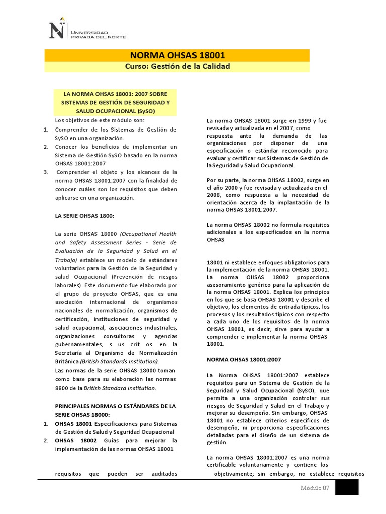 Ohsas 18001 | PDF | La seguridad | Seguridad y salud ocupacional
