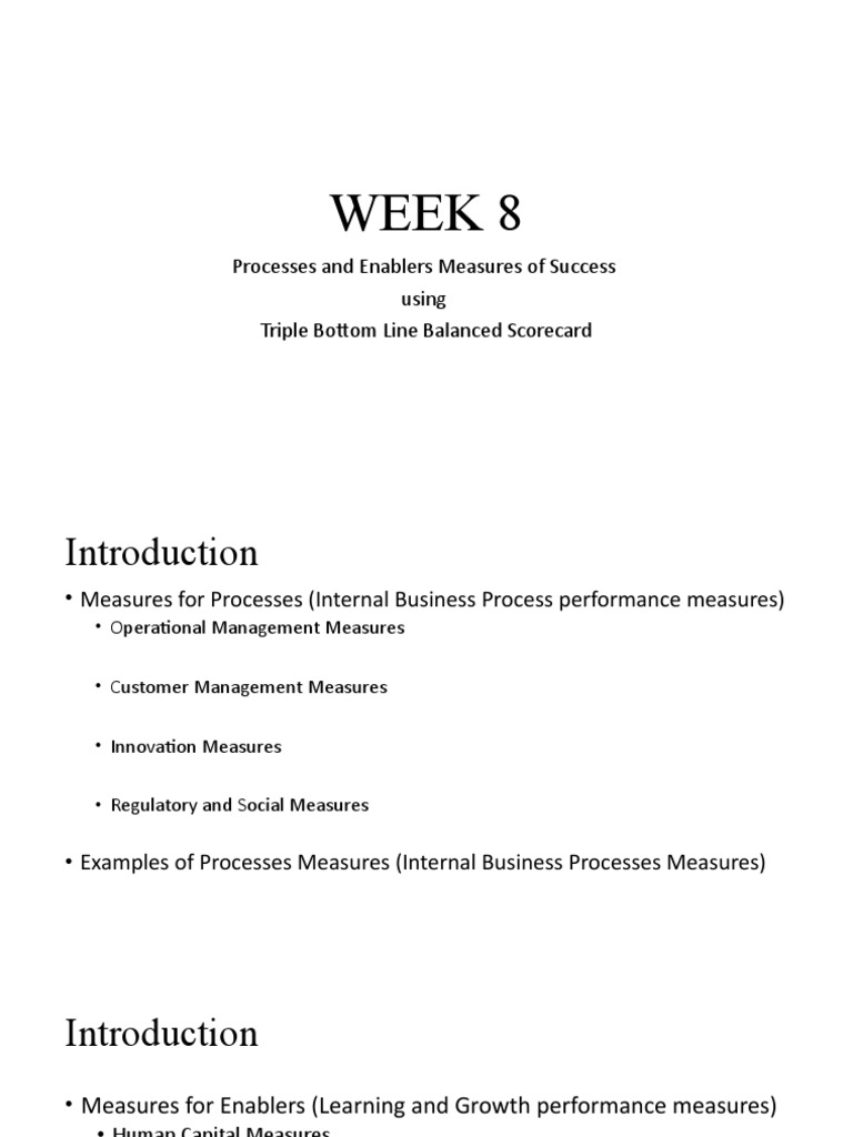 Week 8 - Lecture Slides - Process and Enablers Balanced Scorecard | PDF | Employment | Human Capital