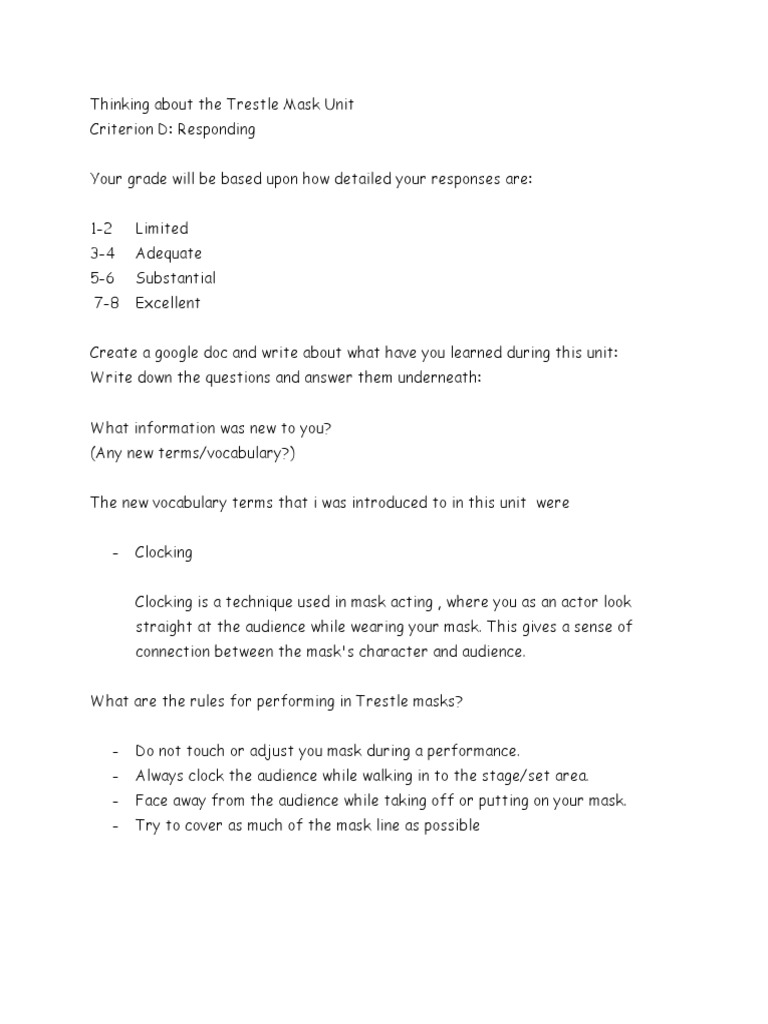 Thinking About The Trestle Mask Unit | PDF | Mask