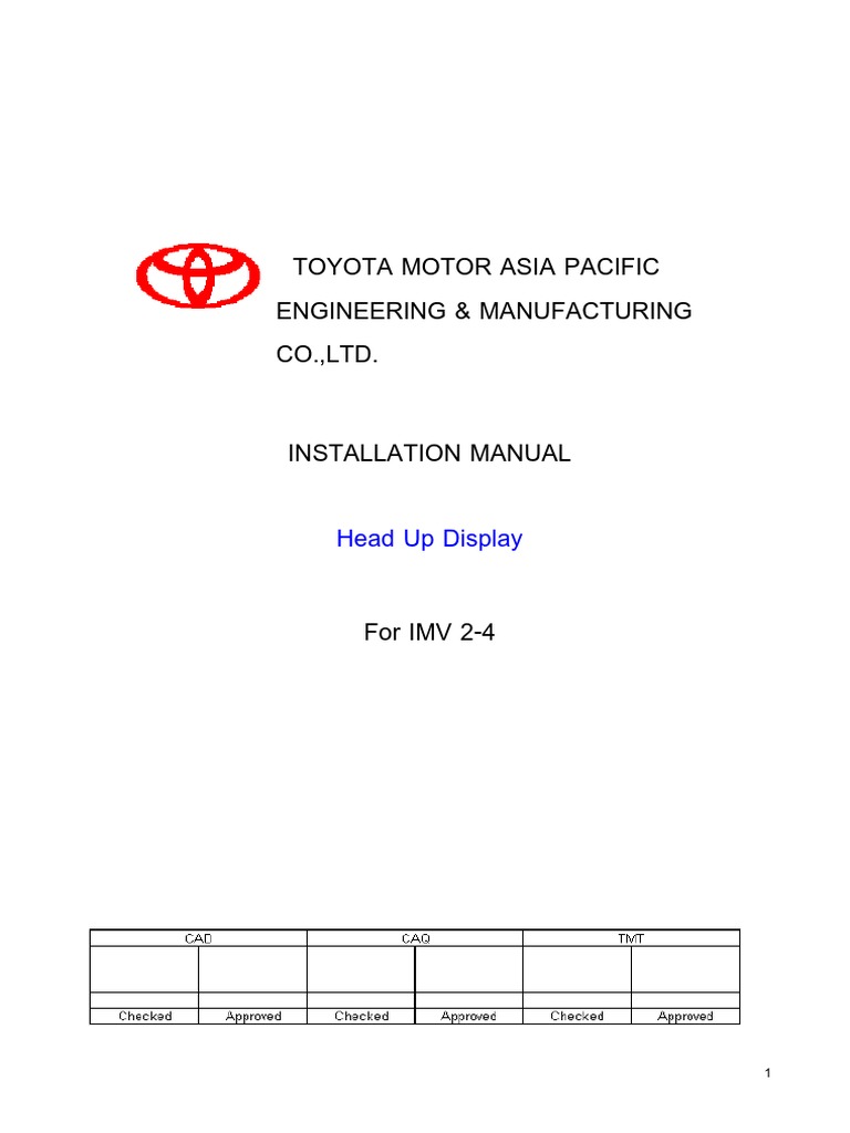 Hilux SUV Fortuner HUD PZ065-0K003 | PDF | Electrical Connector | Equipment