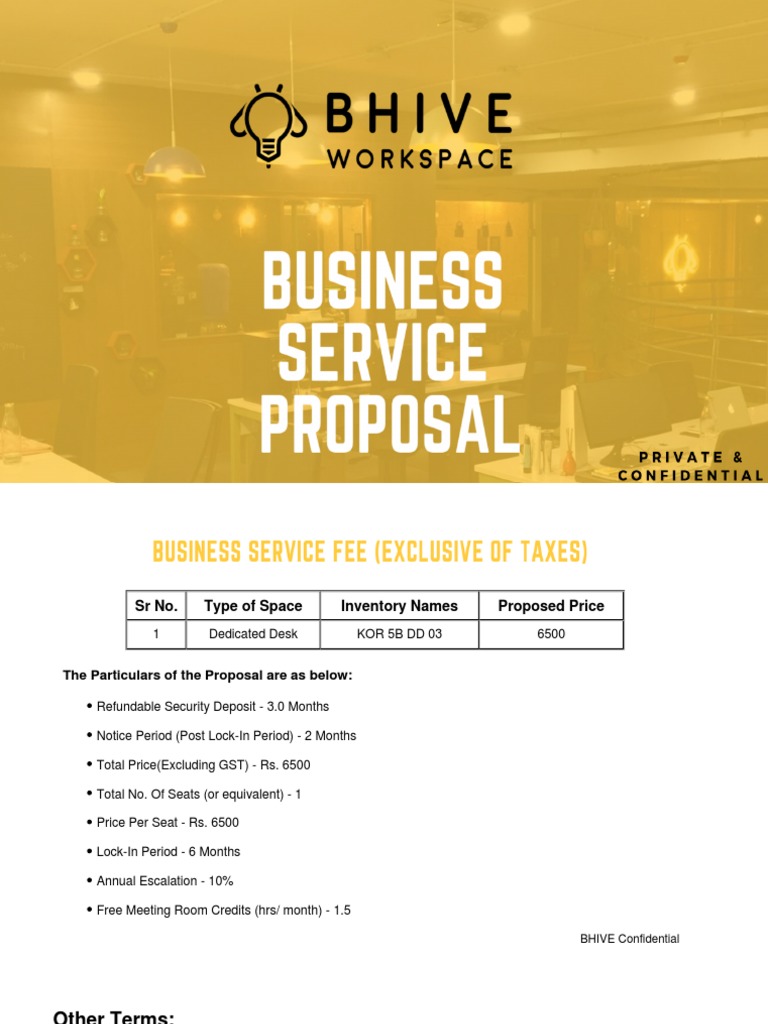 BHIVE Workspace Service Proposal - Ejabiz Software - Koramangala 5th Block | PDF | Computer ...