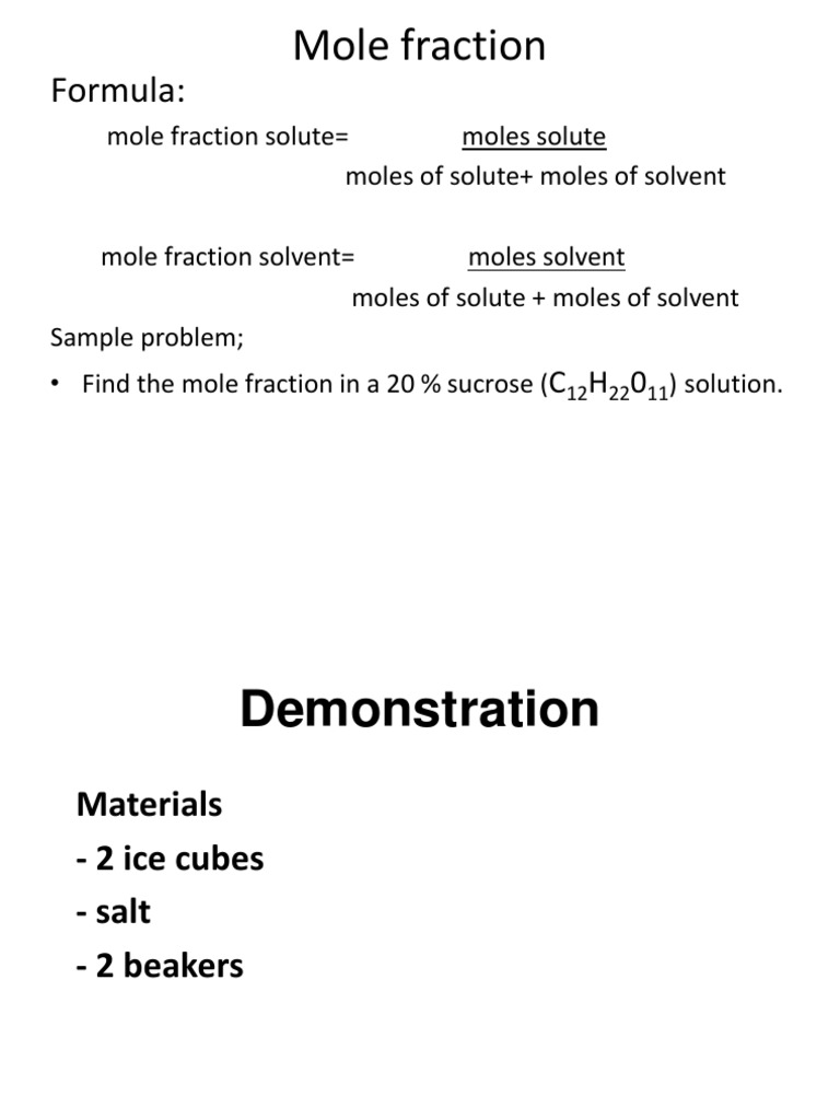 Colligative Properties and Mole Fraction | PDF | Solution | Metrology