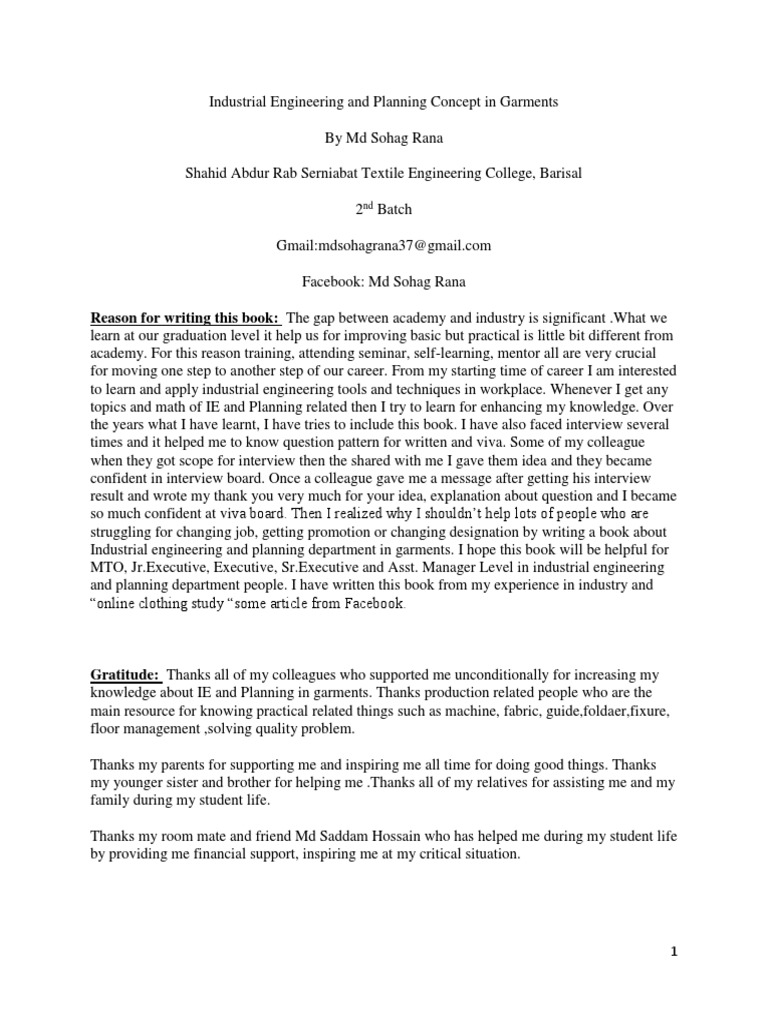 Industrial Engineering and Planning Book in Garments.. | PDF ...